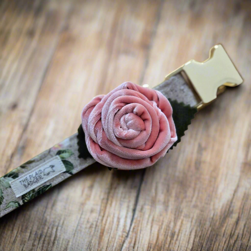 Velvet Rose Collar Accessory - Dog Collar Flower - Valentine's Day ...
